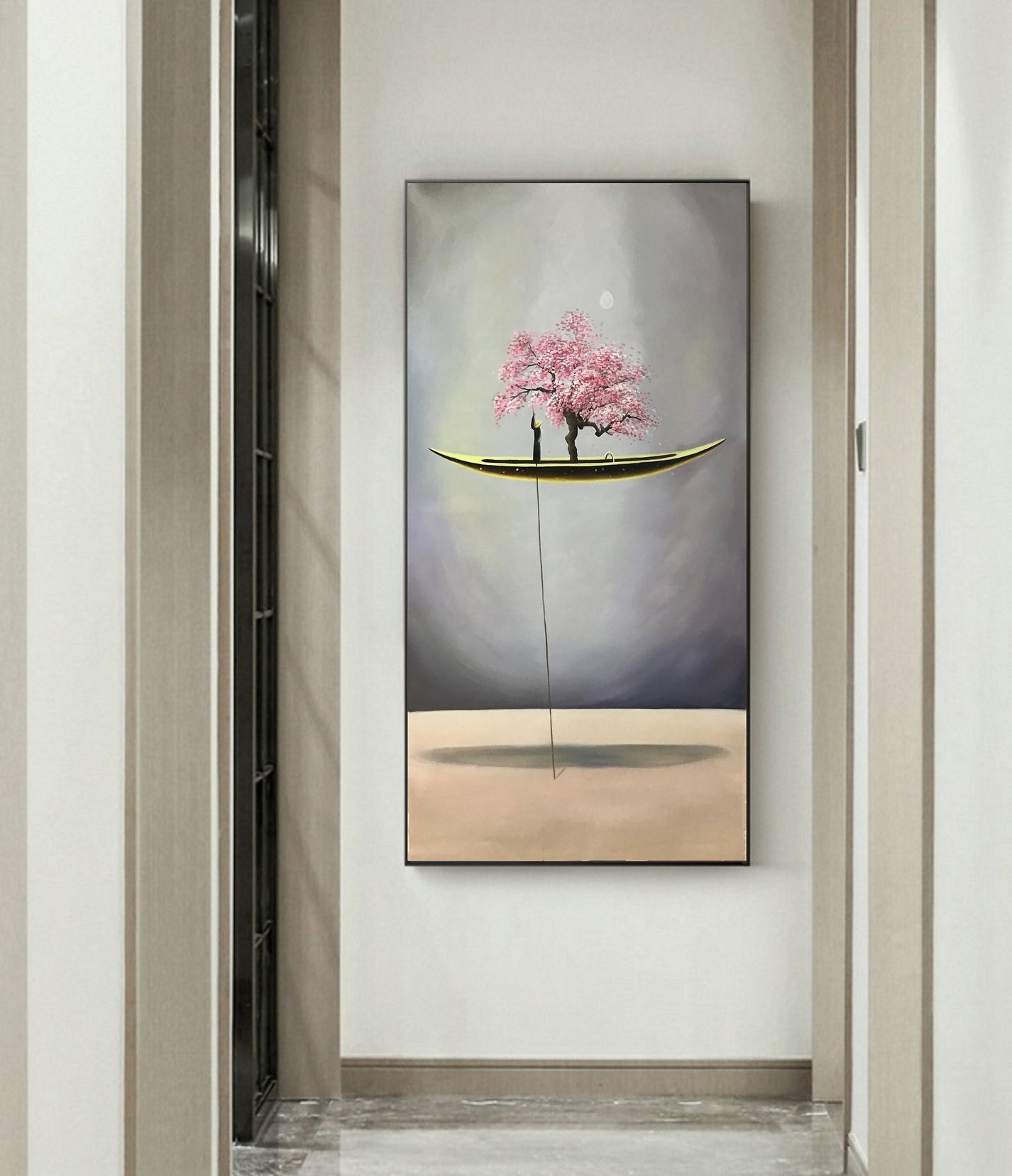 An Abstract Painting of a Floating Canoe,Abstract Oil Painting Artwork ...