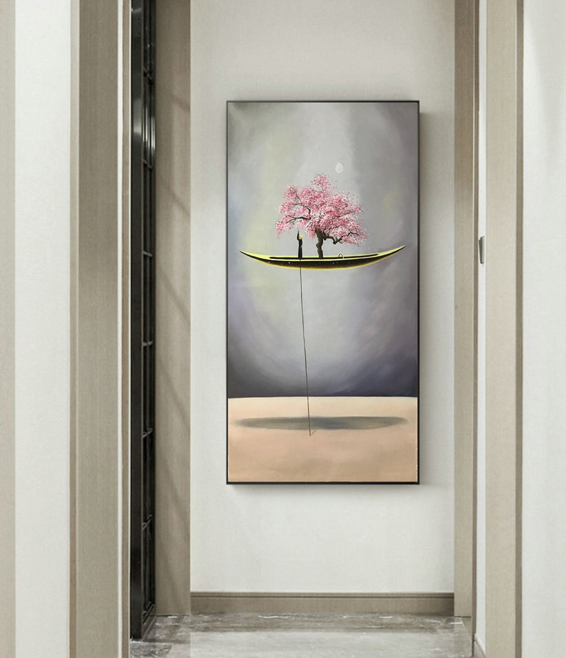 An Abstract Painting of a Floating Canoe,Abstract Oil Painting Artwork ...