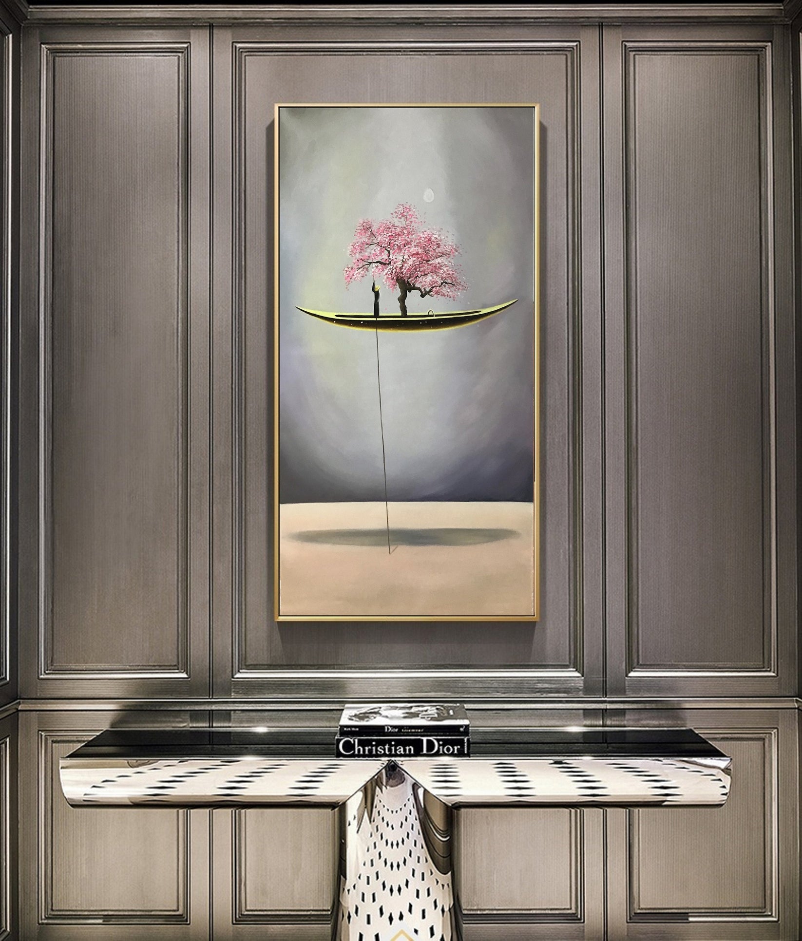 An Abstract Painting of a Floating Canoe,Abstract Oil Painting Artwork ...