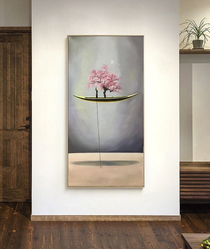 An Abstract Painting of a Floating Canoe,Abstract Oil Painting Artwork ...